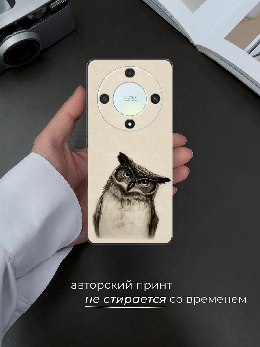 Силиконовый чехол на Honor X9A / Хонор X9A с принтом "Сова" — фото 1