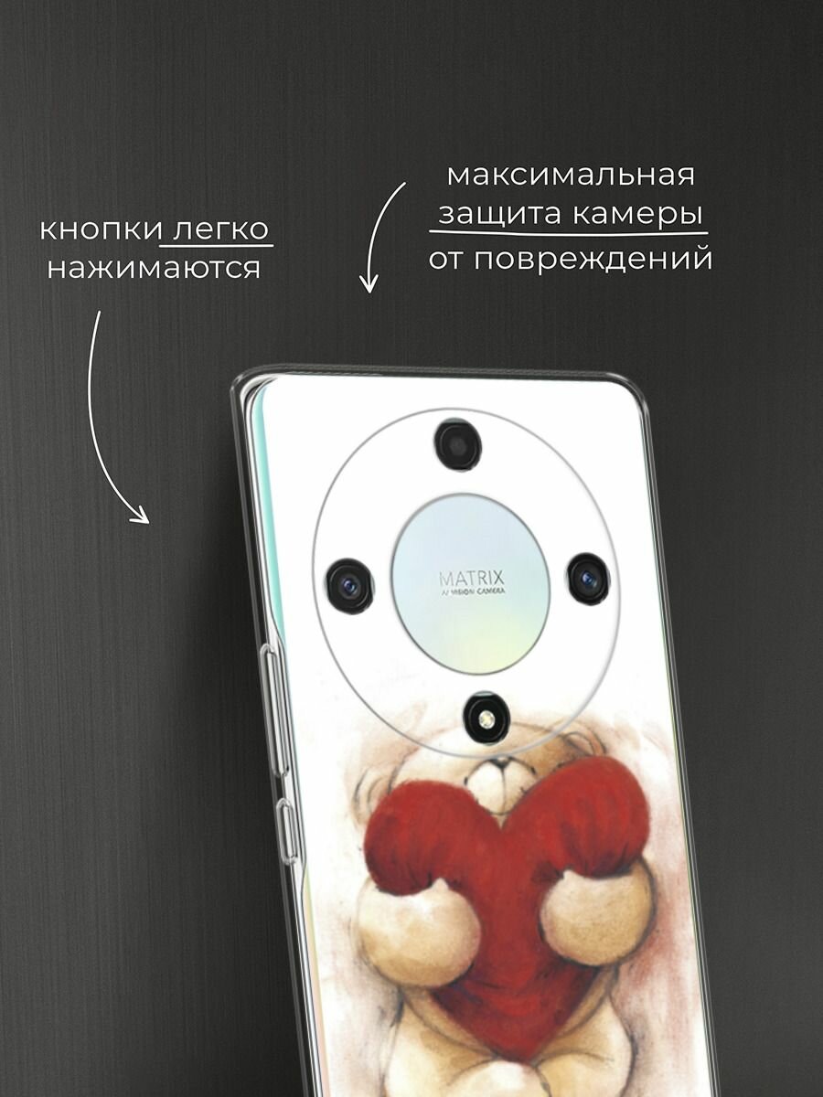 Чехол на Honor X9A / Хонор X9A с принтом "Мишка с сердцем 1" — фото 1
