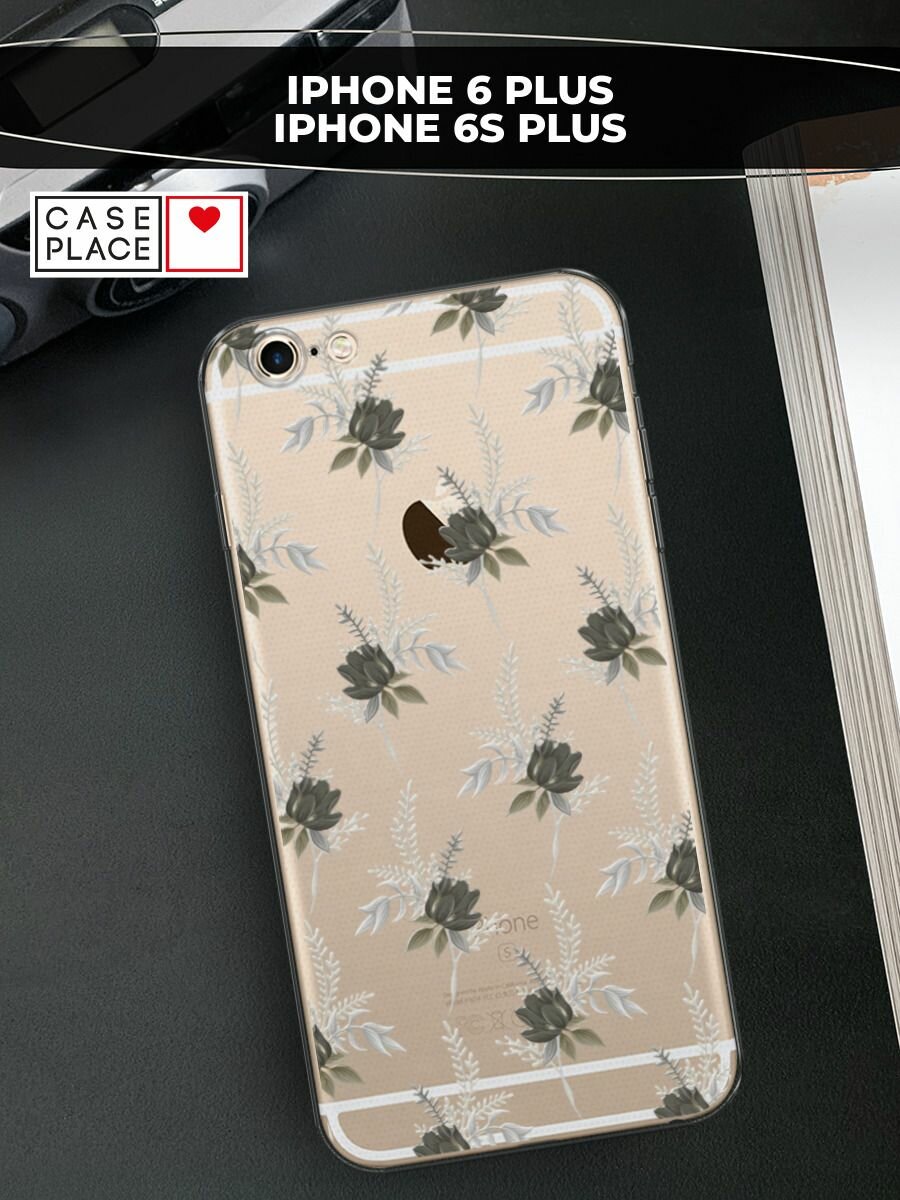 Чехол на Apple iPhone 6 Plus/6S Plus / Айфон 6 Плюс/Айфон 6С Плюс с принтом "Паттерн цветы сепия"