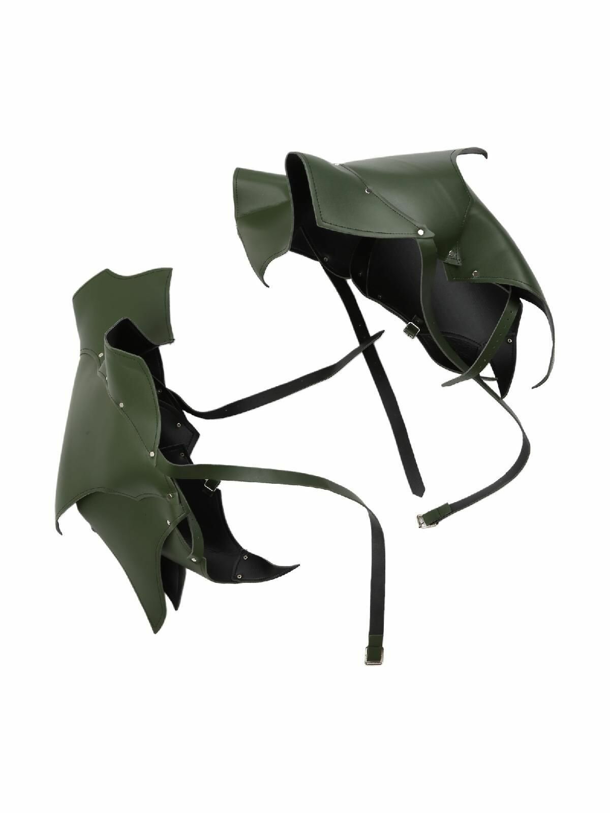 Двойные наплечники для костюма воина из искусственной кожи, Зеленый