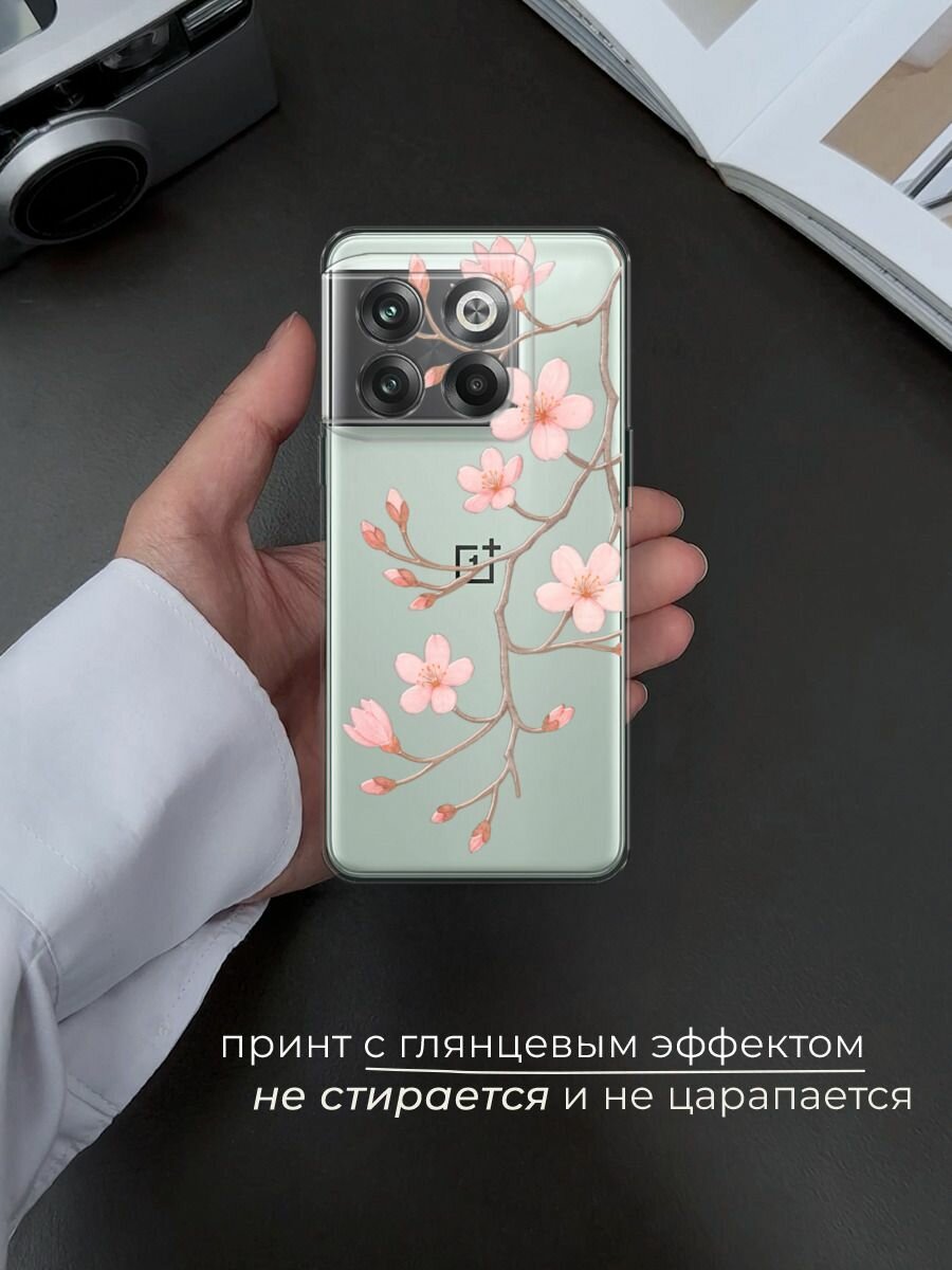 Чехол на OnePlus 10T / Ван плюс 10T с принтом "Веточка распускающейся сакуры 2" — фото 1