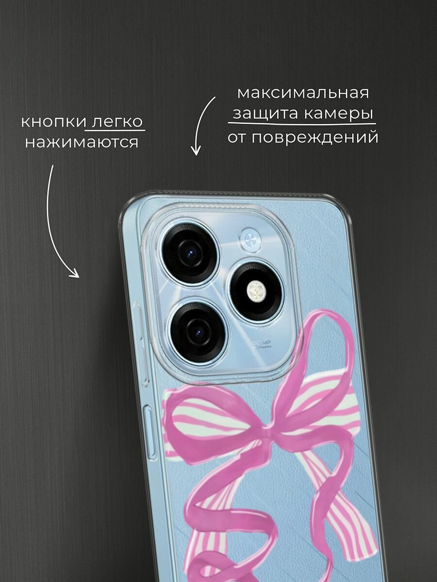 Чехол на Tecno Spark 20 / Текно Спарк 20 с принтом "Полосатый розовый бант 2" — фото 1