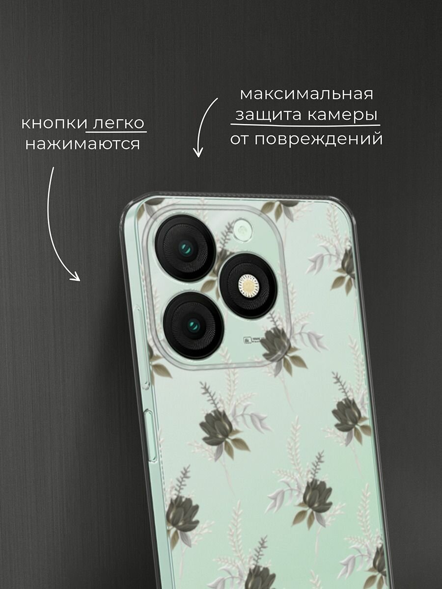Чехол на Itel A50 / Ител А50 с принтом "Паттерн цветы сепия" — фото 1