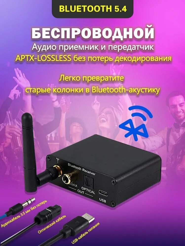 Беспроводной аудио ресивер, Bluetooth 5.4 аудио модуль для дома и авто