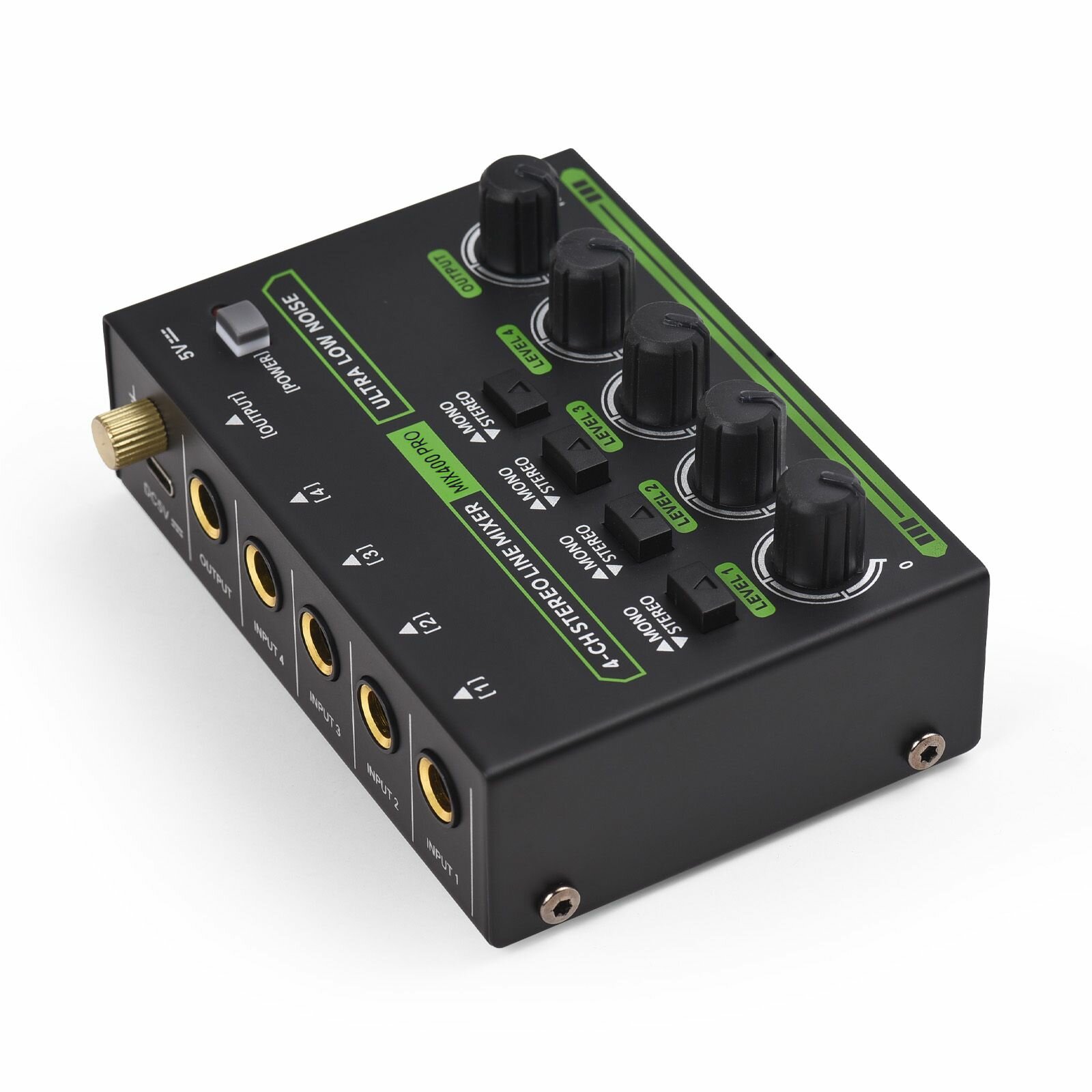 Мини-аудио микшер, 4-канальный аудио микшер, переключение стерео моно, вход 6,35 мм TRS/TS