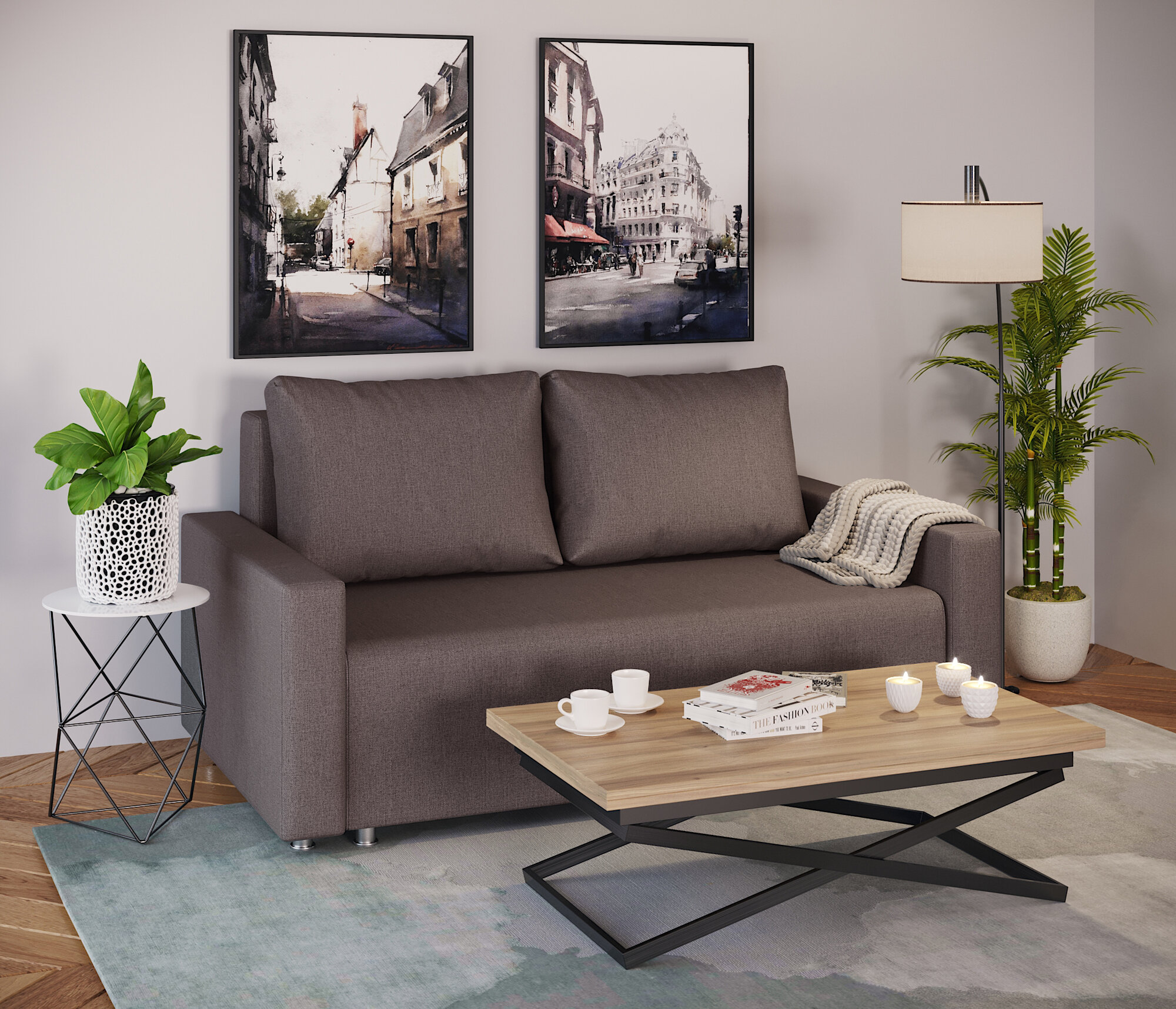 Диван Олимп, еврокнижка, рогожка саванна плюс тоффи, ППУ