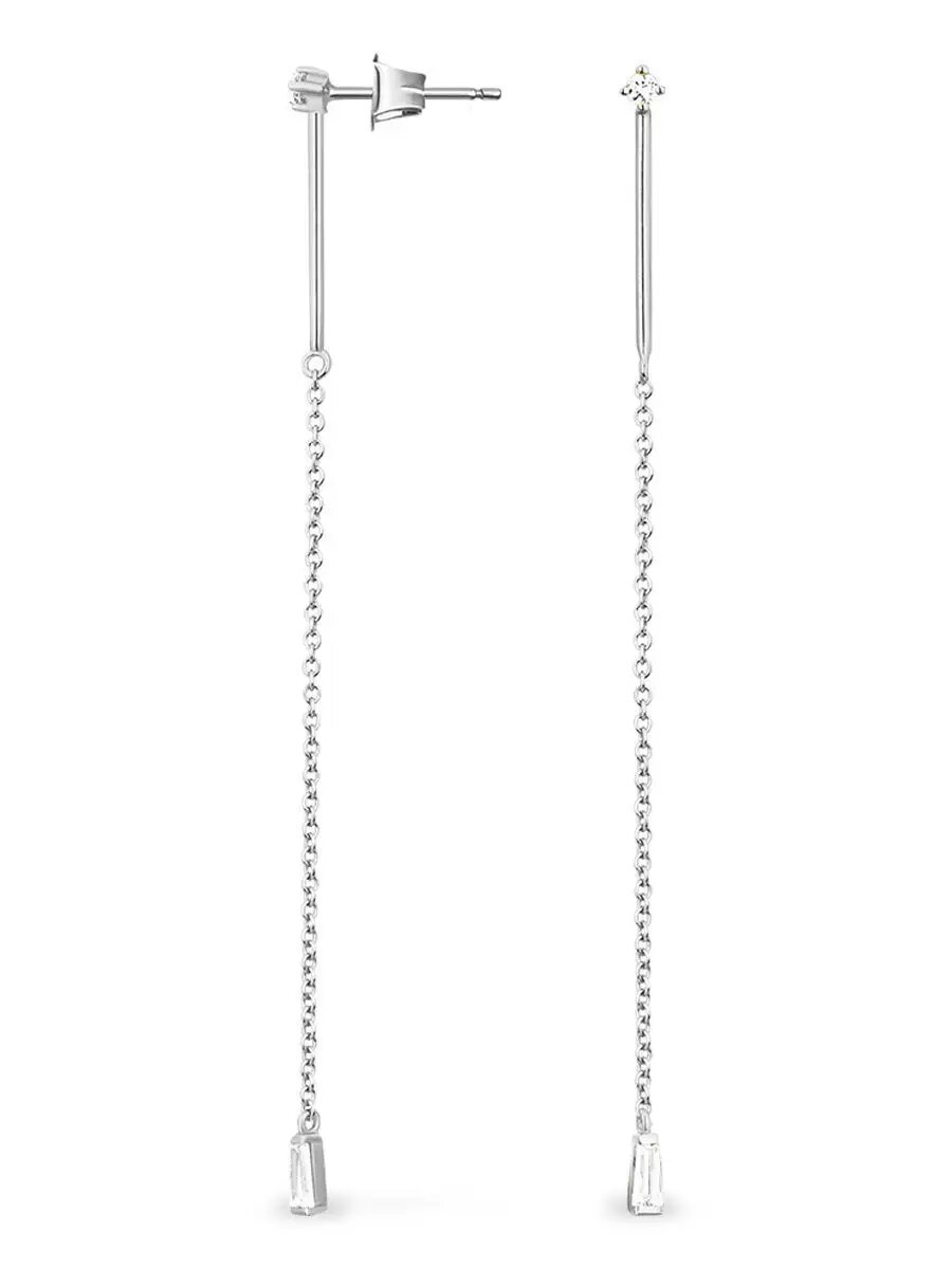 Серьги, серебро, 925 проба, фианит