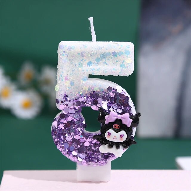 Цифровая мультяшная Куроми фиолетовая цифровая вечеринка ручной работы, торт ко дню рождения, свечной торт, плагин для вставки, намазка на торт