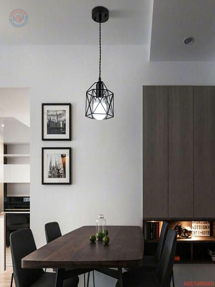 Мини люстра клетка E27 золотая черная для спальни ресторана кафе баров стильная подвесная лампа кованое железо