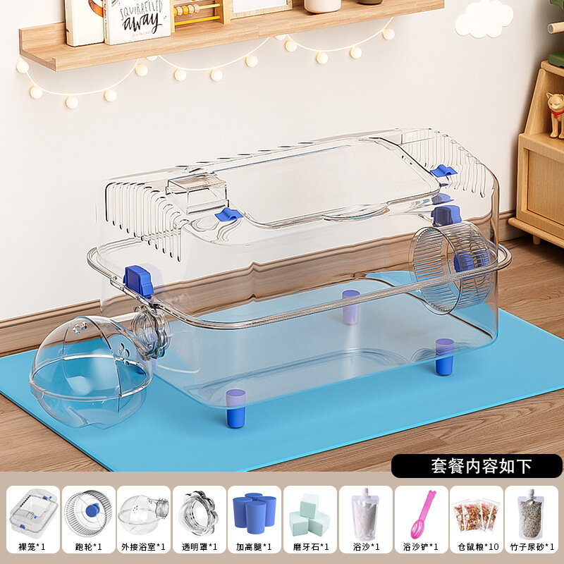 Роскошная очень большая клетка для виллы, полностью прозрачная золотая клетка для хомяка с беговым колесом, просторная клетка для домашних животных