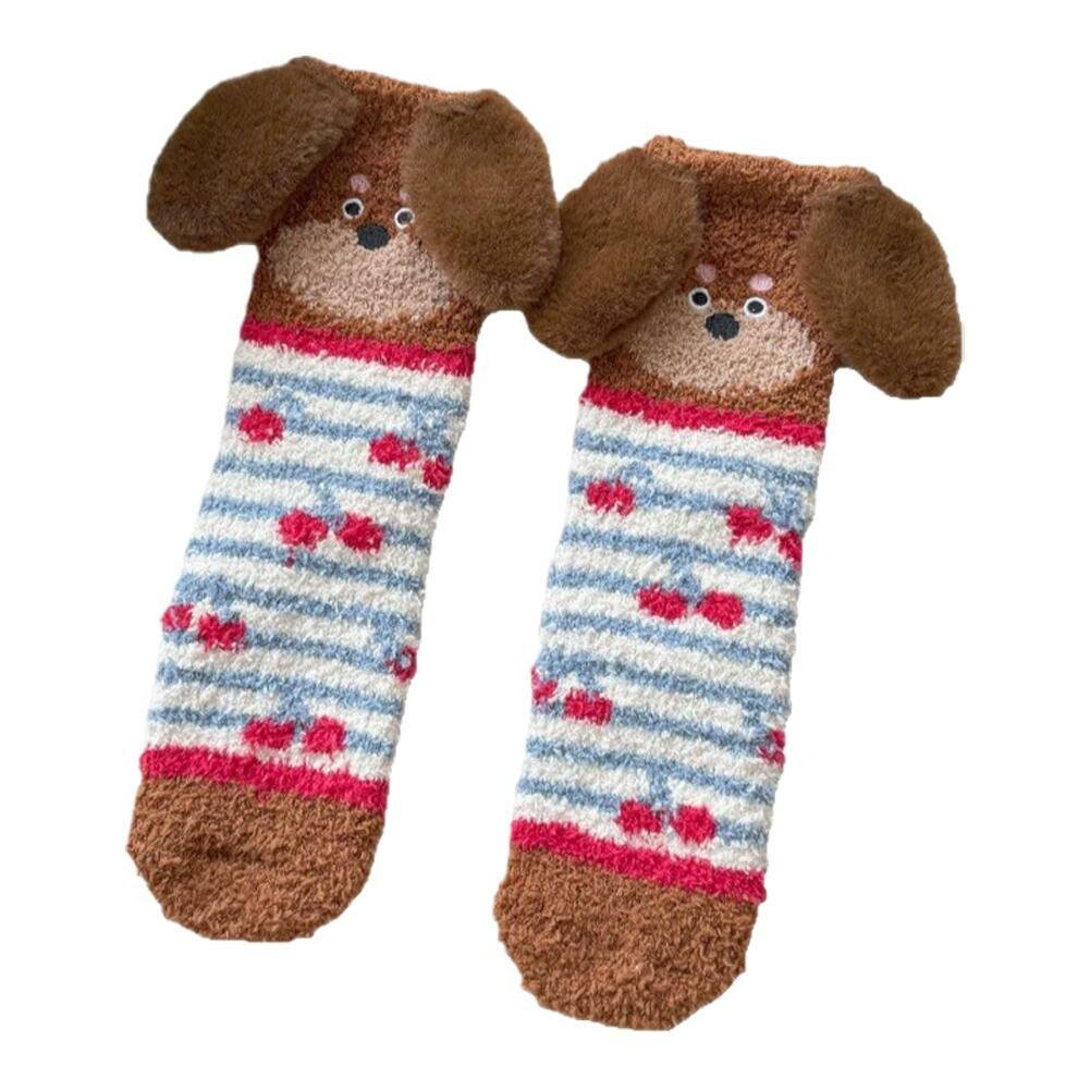 Осенне-зимние толстые носки из кораллового флиса, теплые плюшевые носки для сна