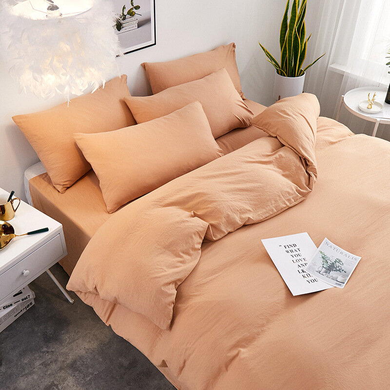 [Односпальный пододеяльник] Однотонный пододеяльник из стираного хлопка (односпальный), двуспальный/односпальный,110*150cm