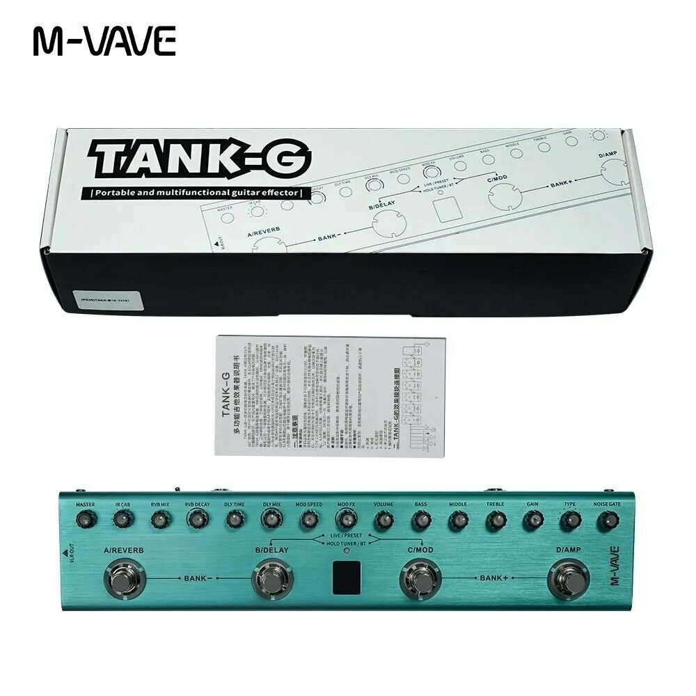 M-vave Tank-G Гитарная педаль с несколькими эффектами 36 пресетов 9 слотов предусилителя 3-полосный эквалайзер 8 слот IR Cab 3 эффекта модуляции