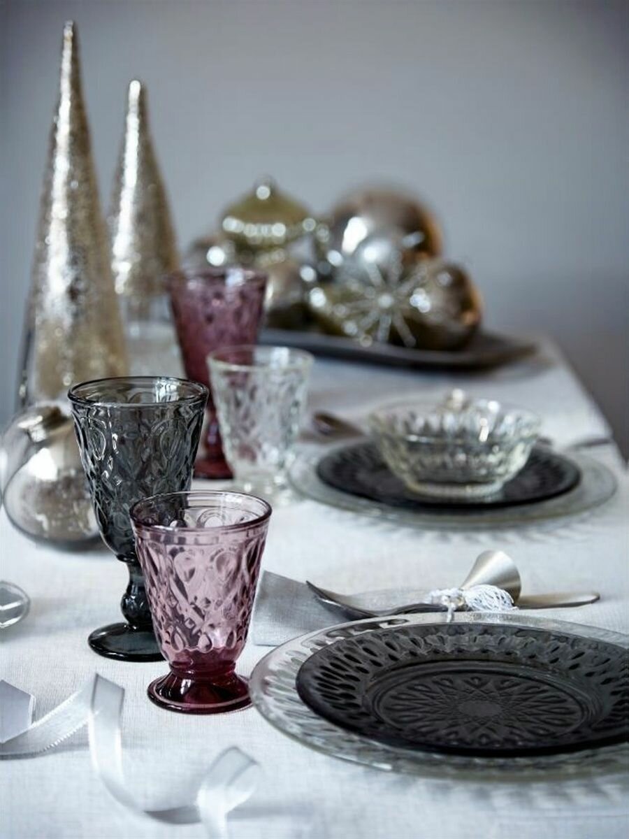 Стаканы на ножке для вина, подарочный набор, фиолетовые La Rochere "LYONNAIS" 2 шт, 230мл. Закаленное стекло. Франция