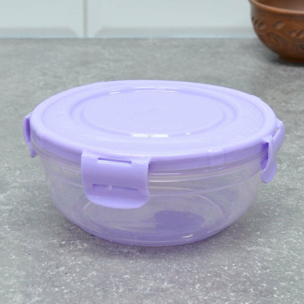 Контейнер для продуктов 0,8л круглый, герметичный, с крышкой фиолетового цвета