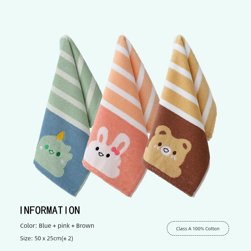 Детское маленькое полотенце Little Bear из чистого хлопка для умывания лица, мягкое хлопковое впитывающее безворсовое
