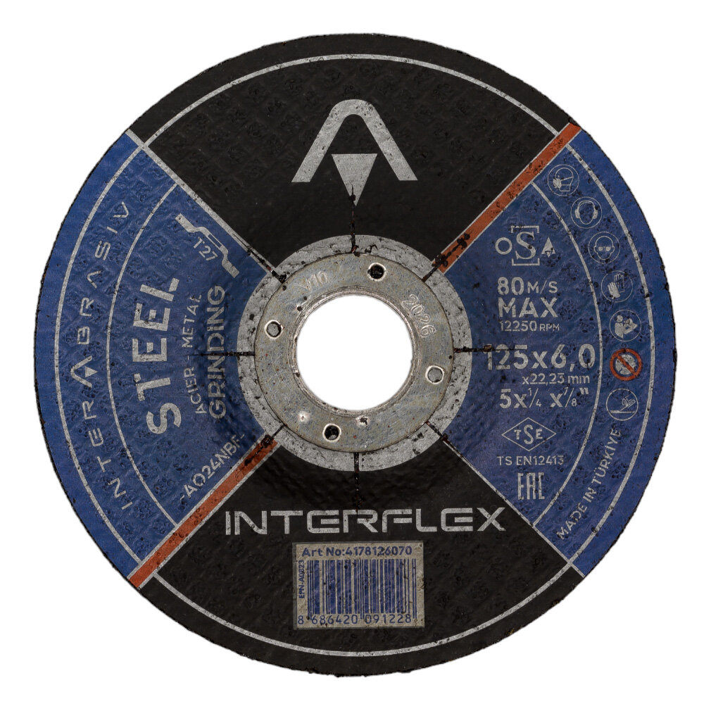 Interflex Обдирочный круг AO24NBF 125x6x22мм, Т27, металл 4178126070