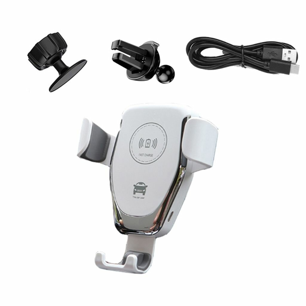 Держатель для телефона, Автомобильный держатель мобильного телефона для беспроводной зарядки, воздуховыпуск, кронштейн для зарядки, гравитационный кронштейн-белый