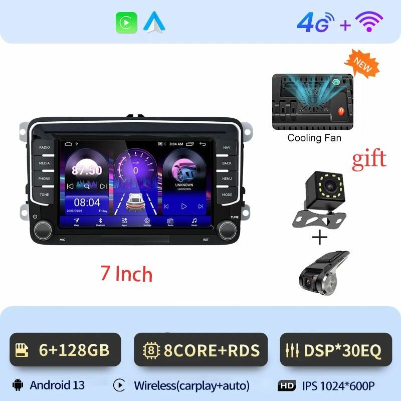 Автомагнитола Аудио для авто для Volkswagen/Seat /Skoda VW Passat B6 B7 CC Touran Tiguan GOLF POLO sedan Jetta mk5 6+128 Wi-Fi , Carplay