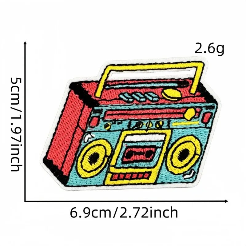 Вышитая заплатка на одежду, бумбокс, 5x6.9 см, BD2181U