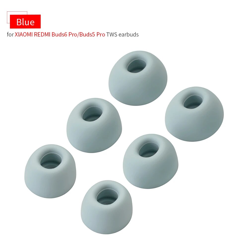 Силиконовые насадки для наушников Xiaomi Redmi Buds6, Buds6 Pro, Buds5 Pro 6 SML each 1pair, Blue