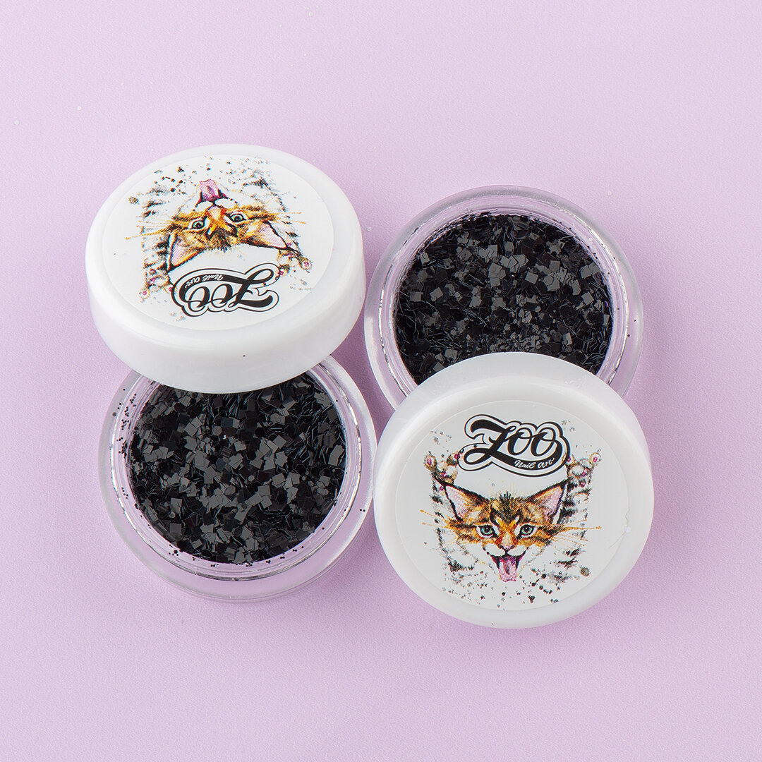 Конфетти «Хлопушка» Zoo Nail Art №1299 черные 2 г