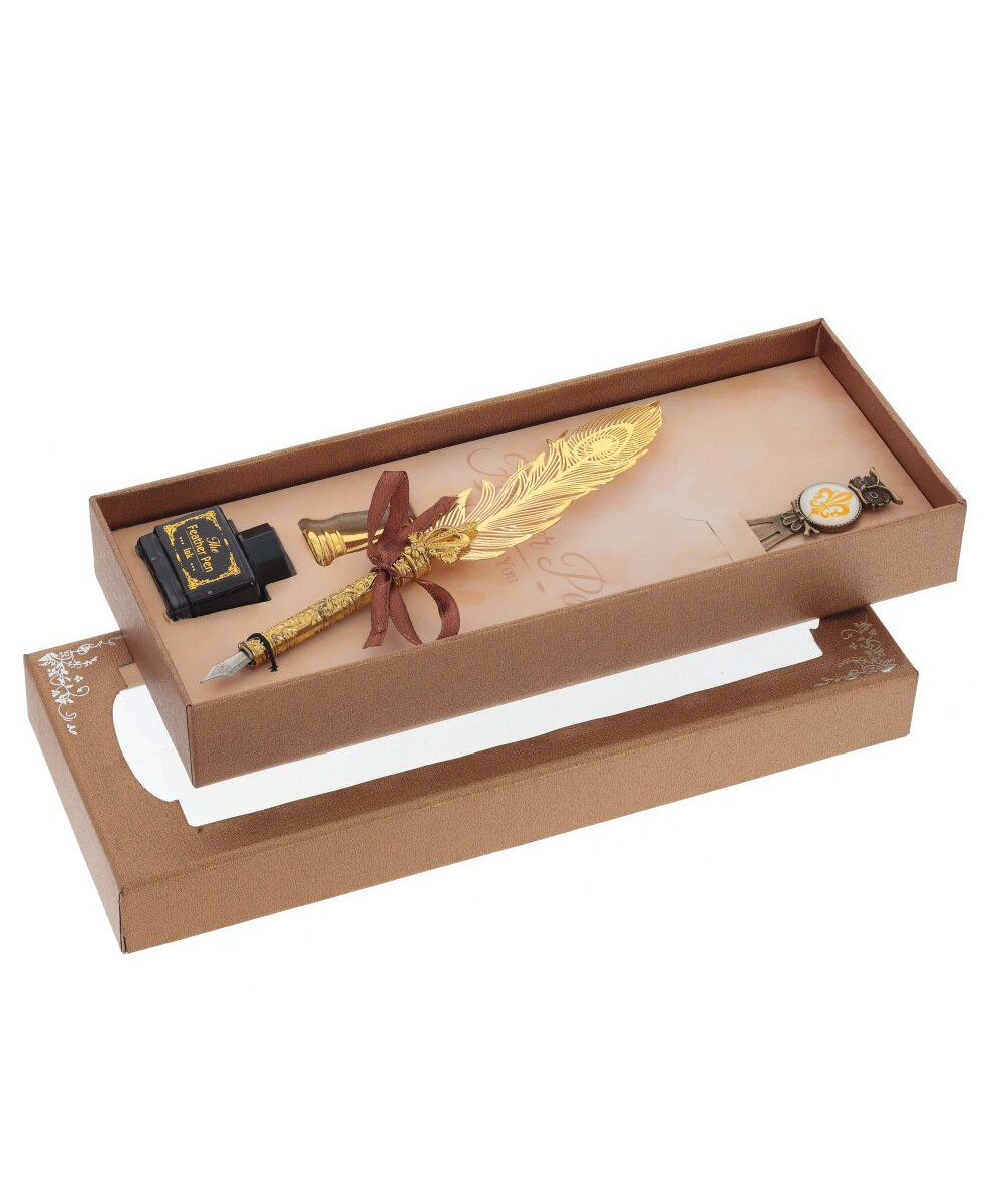 Набор подарочный: ручка перьевая, чернильница, подставка д/ручки, закладка, L27,5 W11 H4 см