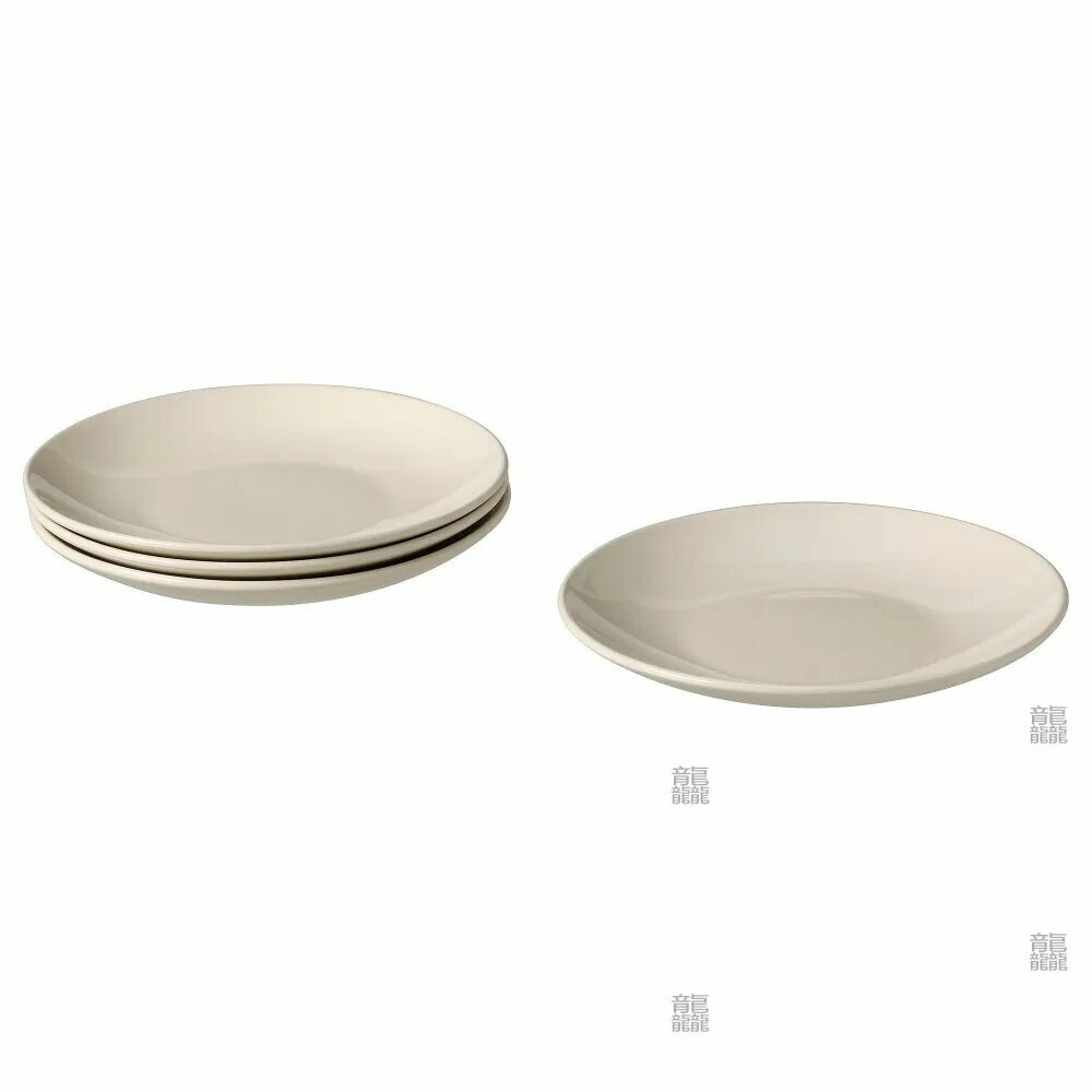 IKEA Набор тарелок "FARGKLAR" 20 см 4 шт бежевый