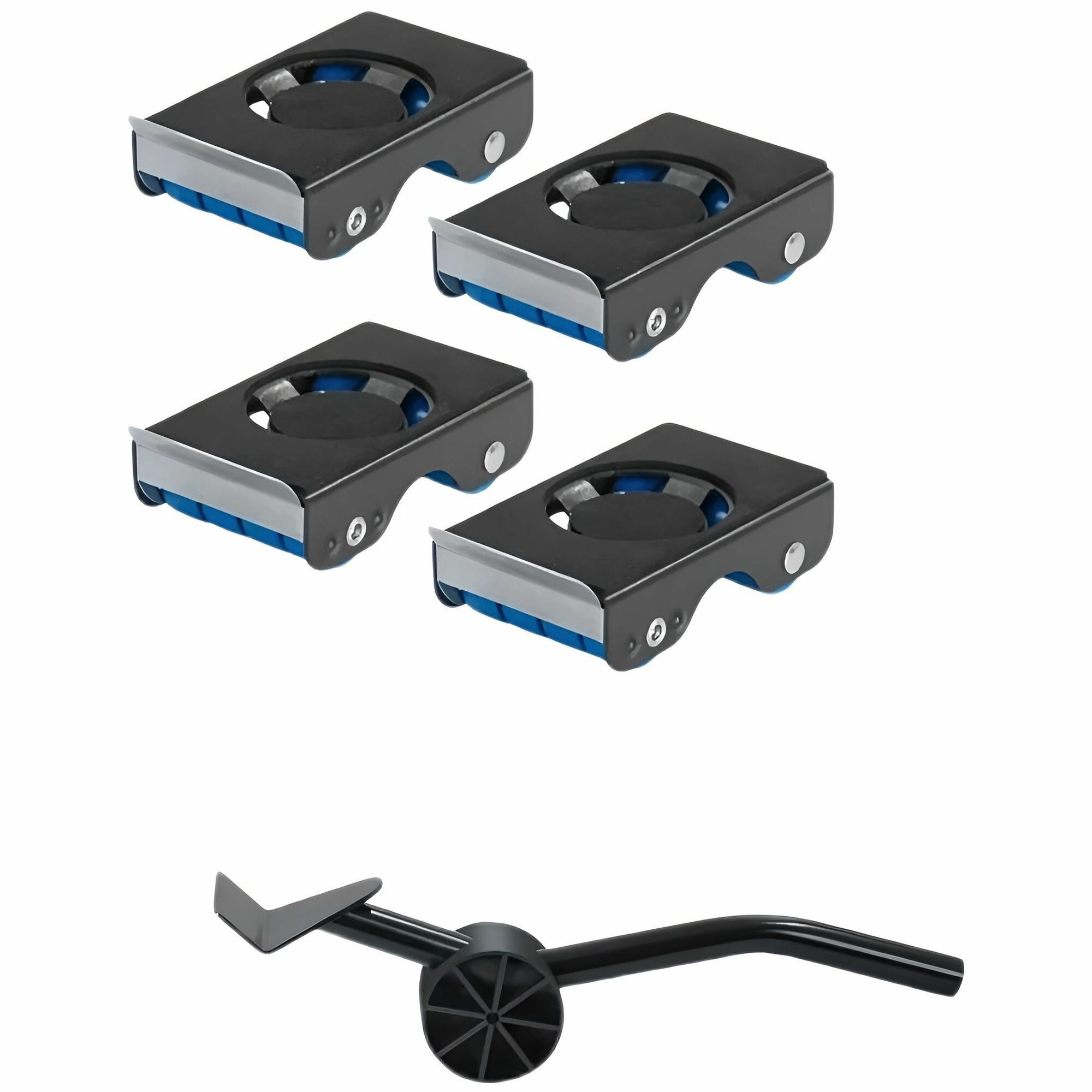 Домкрат для мебели / Набор для перемещения мебели / Подъемник грузов, с роликами, с тормозами, черное