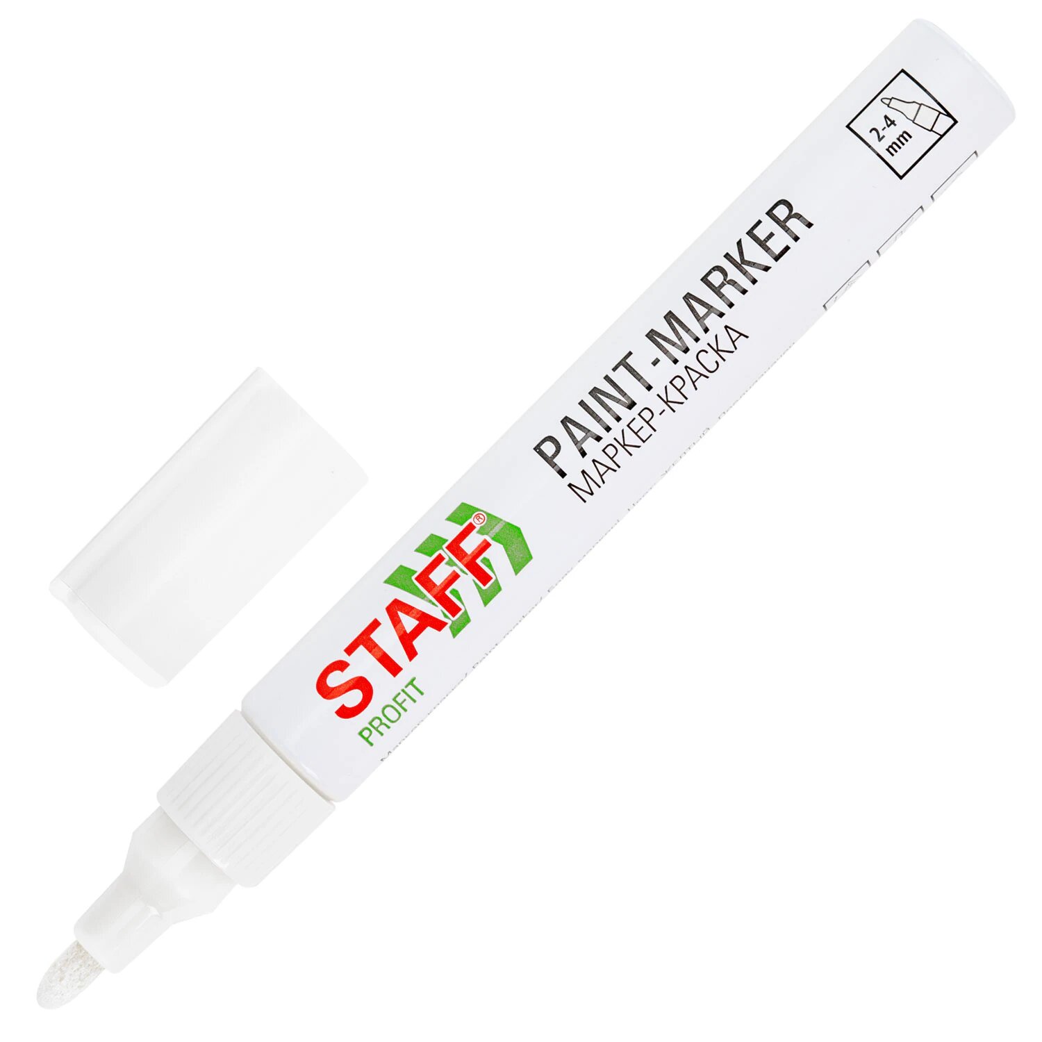 Упаковка 12 шт. Маркер-краска лаковый (paint marker) 2-4 мм, белый, нитро-основа, STAFF PROFIT, для любых поверхностей, 152577