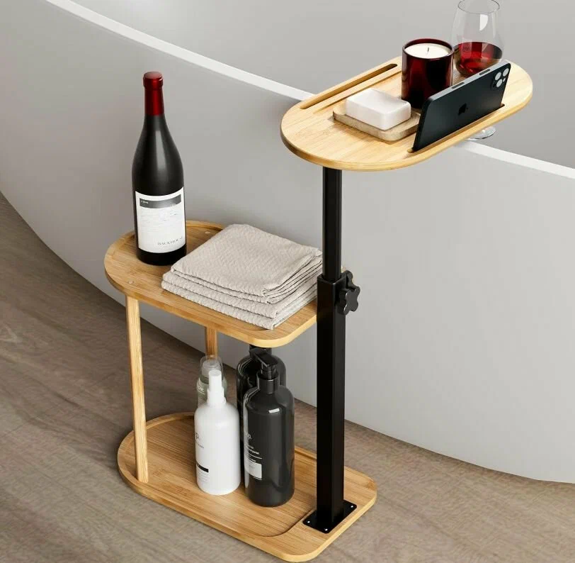 Столик для ванной комнаты DAENERO, подставка планшета/телефона, книги, бокала, свечей и полотенец, из дерева