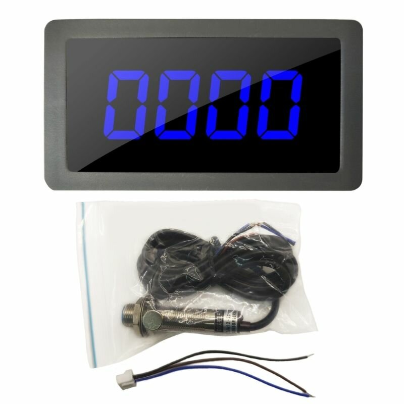 Цифровой LED тахометр с датчиком Холла и NPN переключателями для измерения скорости двигателя 220V, Синий