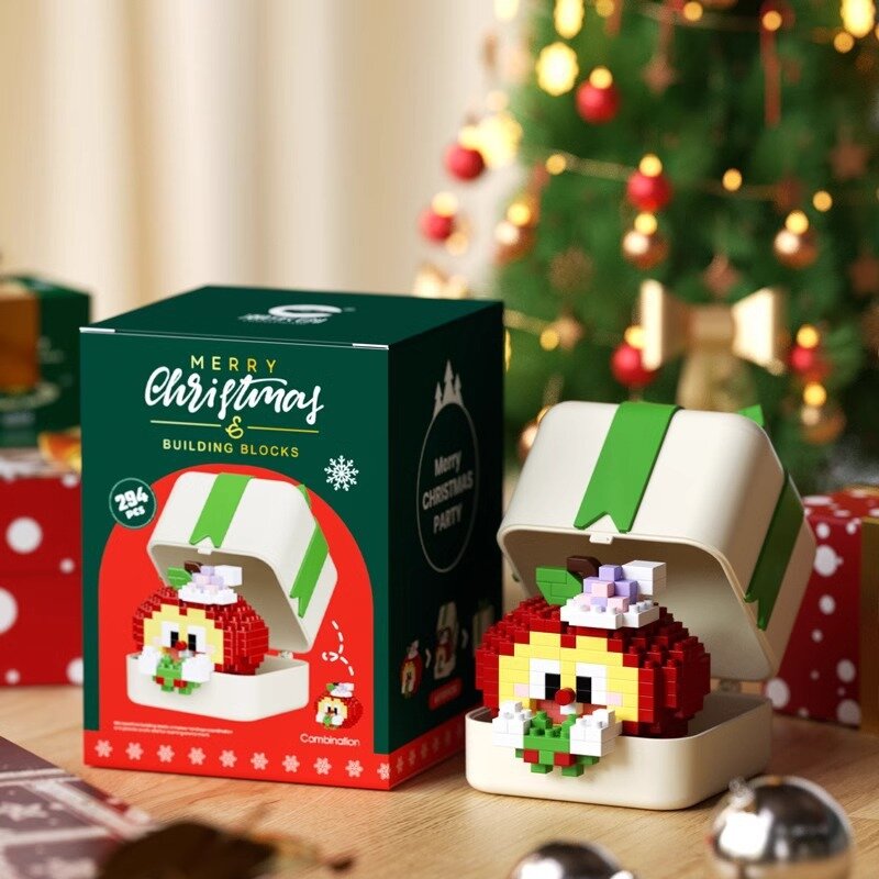 Christmas series of building blocks assembled ornaments with dust cover