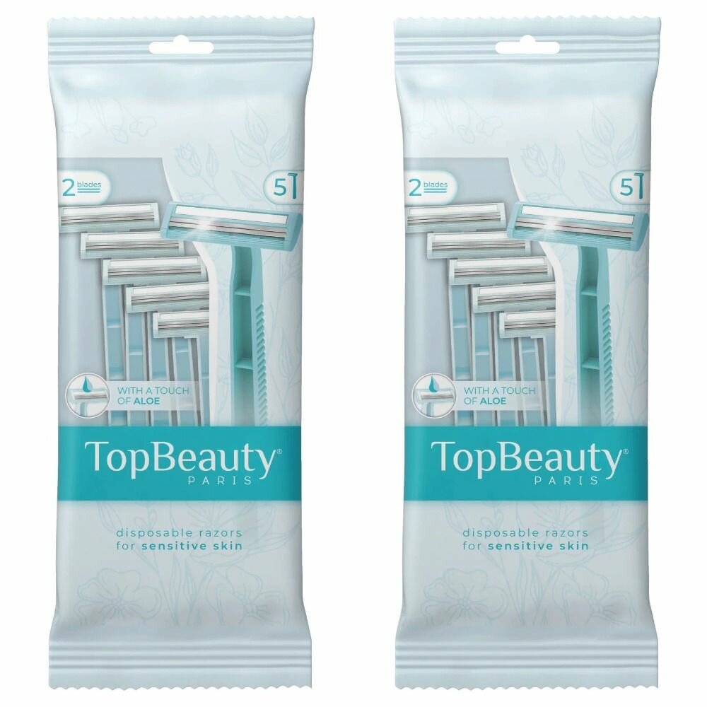 TopBeauty Станок для бритья, Paris 2, 2 лезвия, одноразовый, 5 шт, 2 уп