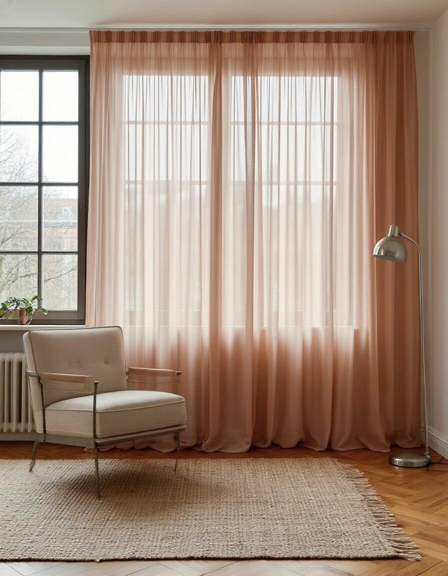 Тюль "Кружева" Ника высота 240 см, ширина 200 см, крепление - Лента, бежево-абрикосовый