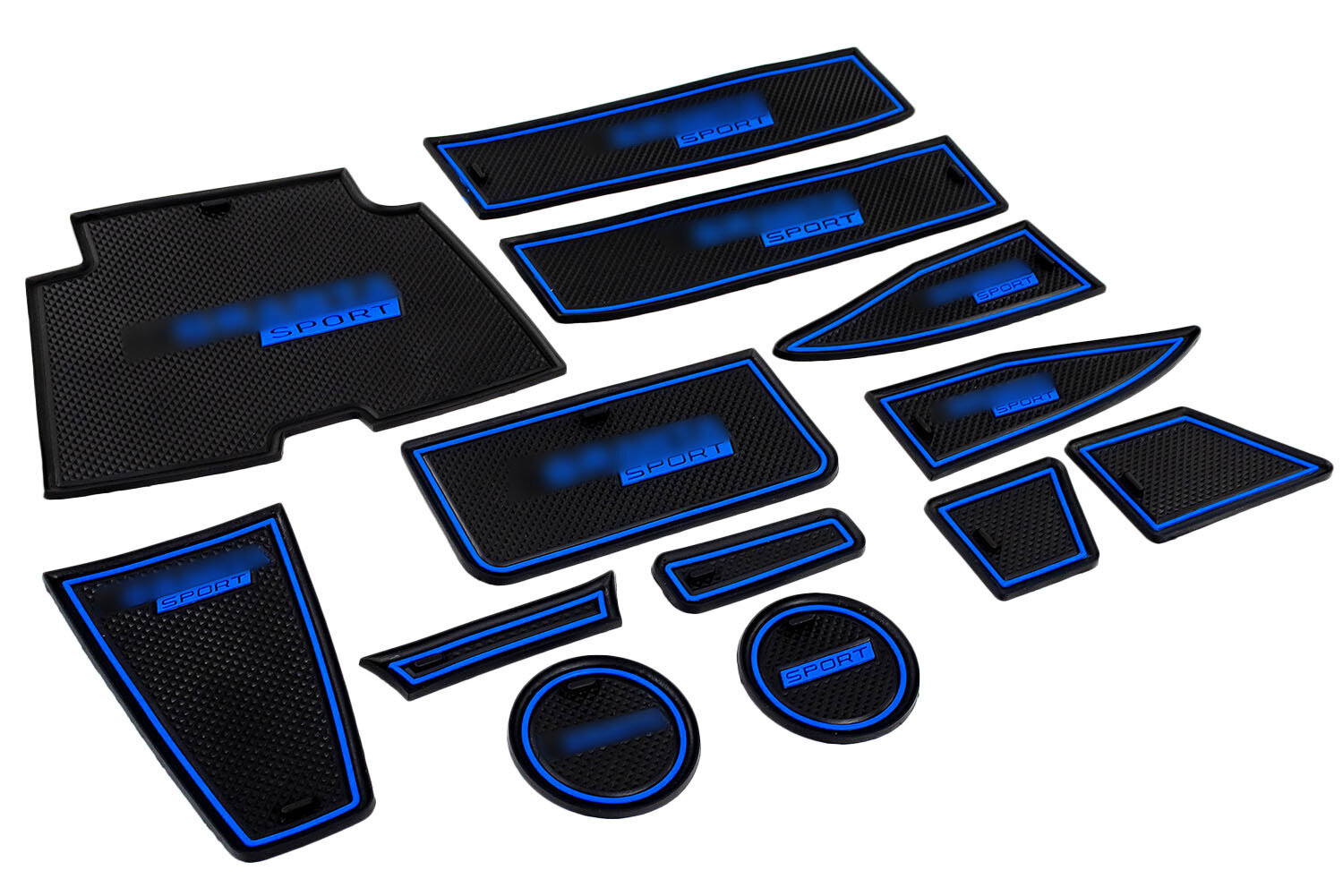 Комплект черно-синих силиконовых ковриков панели приборов и консоли нового образца на Лада Гранта FL