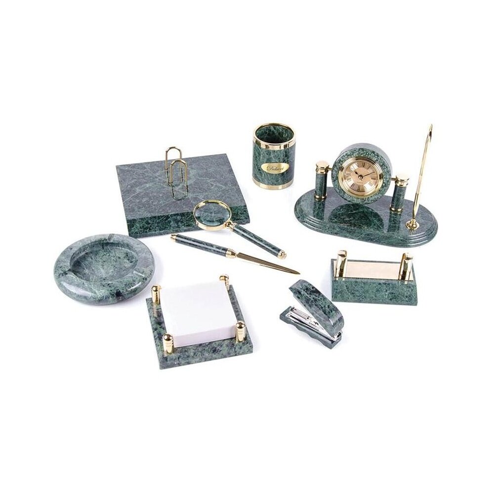 Delucci MBm_00004 Набор настольный delucci 9 предметов, зеленый мрамор