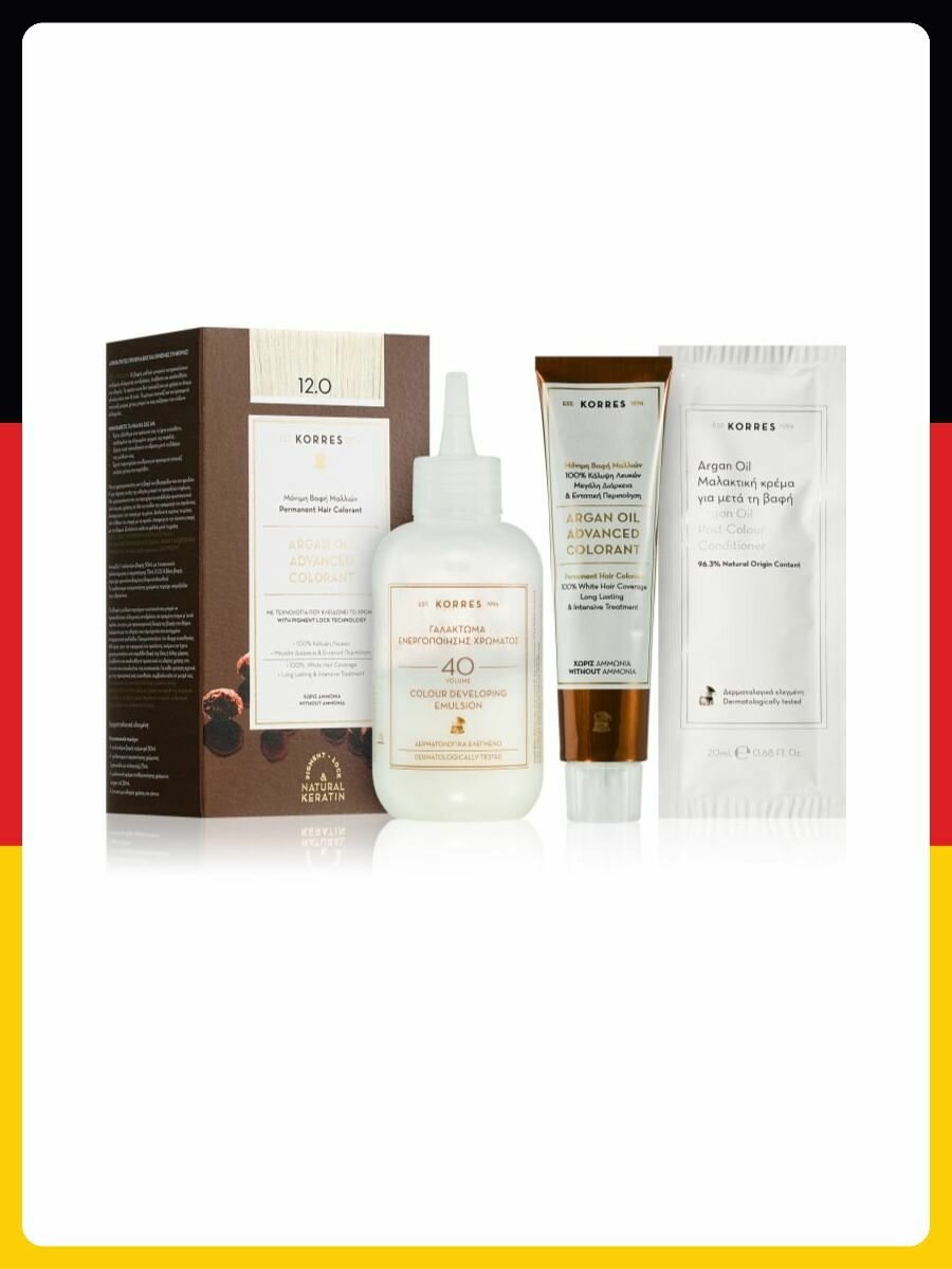 Краска для волос Korres Argan Oil Permanent Hair Color with Argan Oil 12.0 Special Blonde, 50 мл