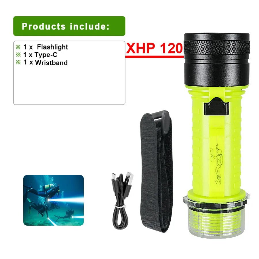 Профессиональный подводный фонарь CSDT00017 для дайвинга и охоты 9000 Лм B-white light