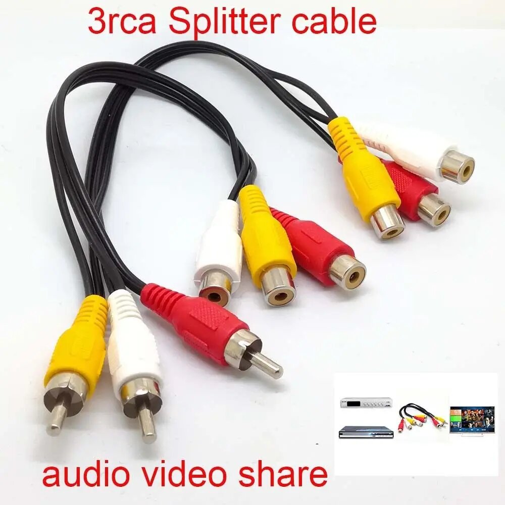 3RCA Штекерный разъем к 6RCA гнездовой разъем Разветвитель Аудио Видео AV TV DVD адаптер кабель Новый