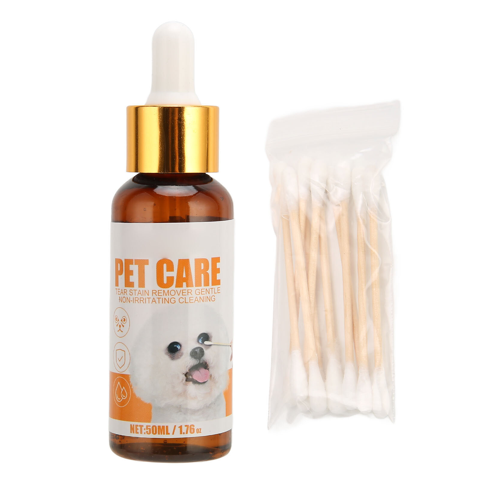 Универсальное средство для удаления пятен от слез домашних животных, 50 мл, мягкое увлажняющее средство для глубокой очистки лица с ватным тампоном для домашних животных