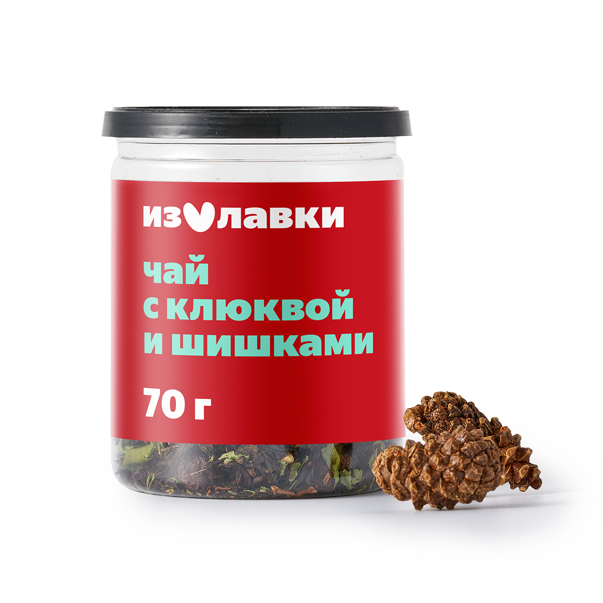 Чай чёрный «Из Лавки» крупнолистовой с сосновыми шишками и клюквой