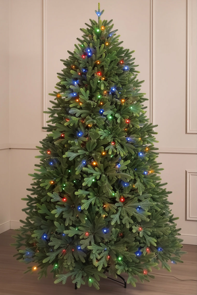 Искусственная елка с лампочками колората 3 м, 640 разноцветных/теплых белых LED ламп, контроллер, литая 100%, Winter Deco 1001041