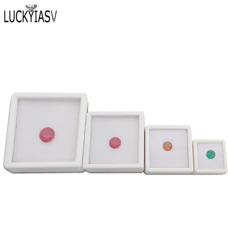 Набор из 10 квадратных бархатных коробок для украшений Luckyiasv 4x4x1.7, White