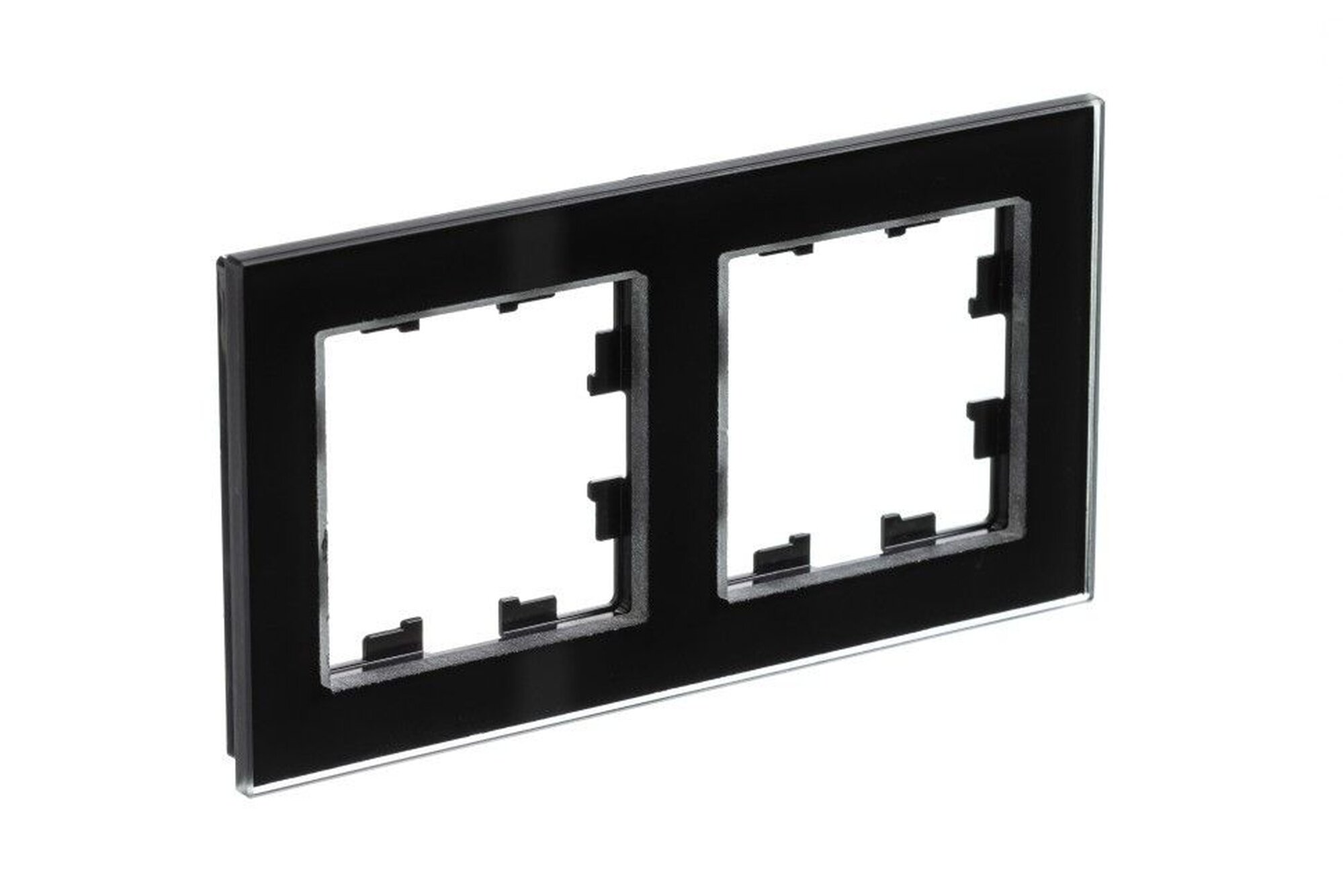 Рамка для розеток и выключателей Schneider Electric AtlasDesign Nature, 2 поста, универсальная, стекло черное