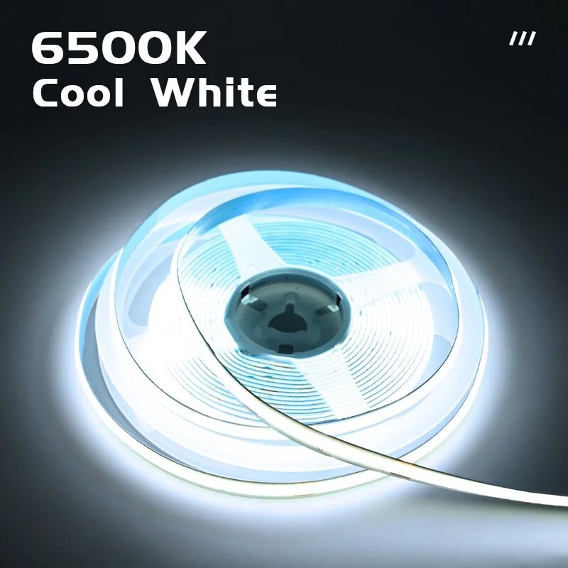 Светодиодная лента COB 10м, 6500K Cool White, 12V