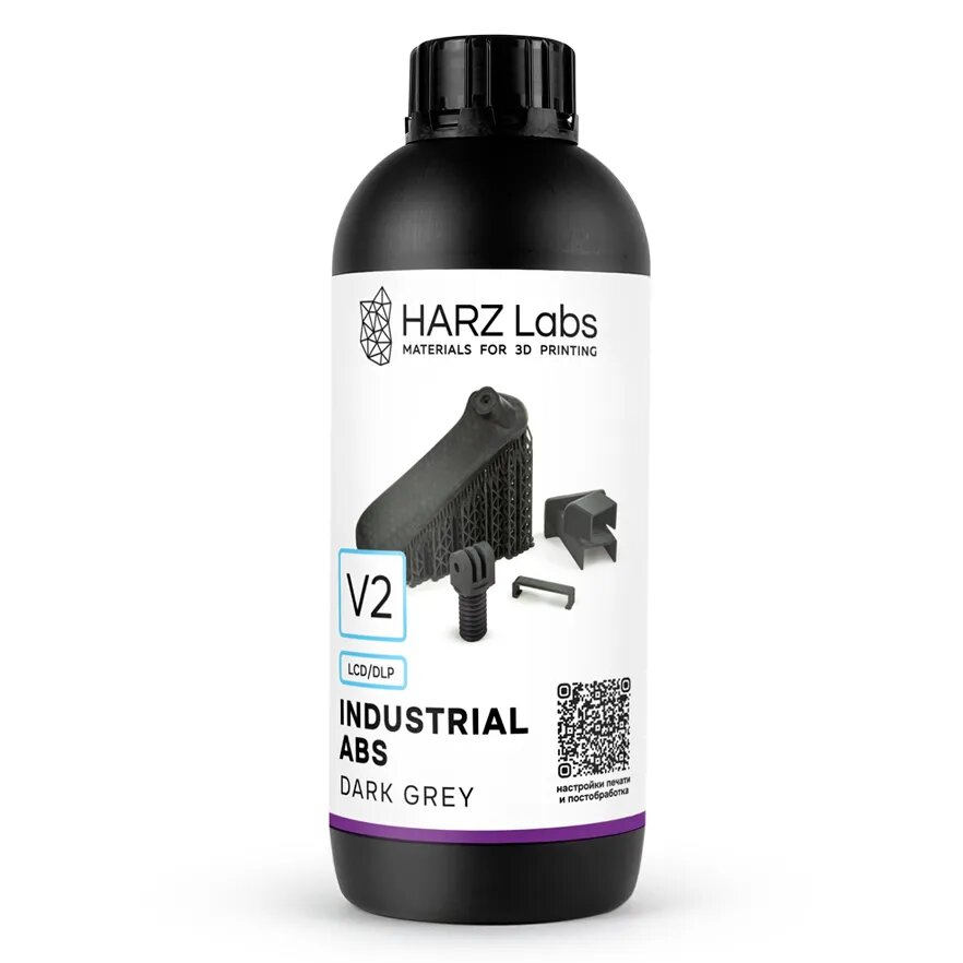Фотополимерная смола HARZ Labs Industrial ABS V2, тёмно-серый, 1000 гр