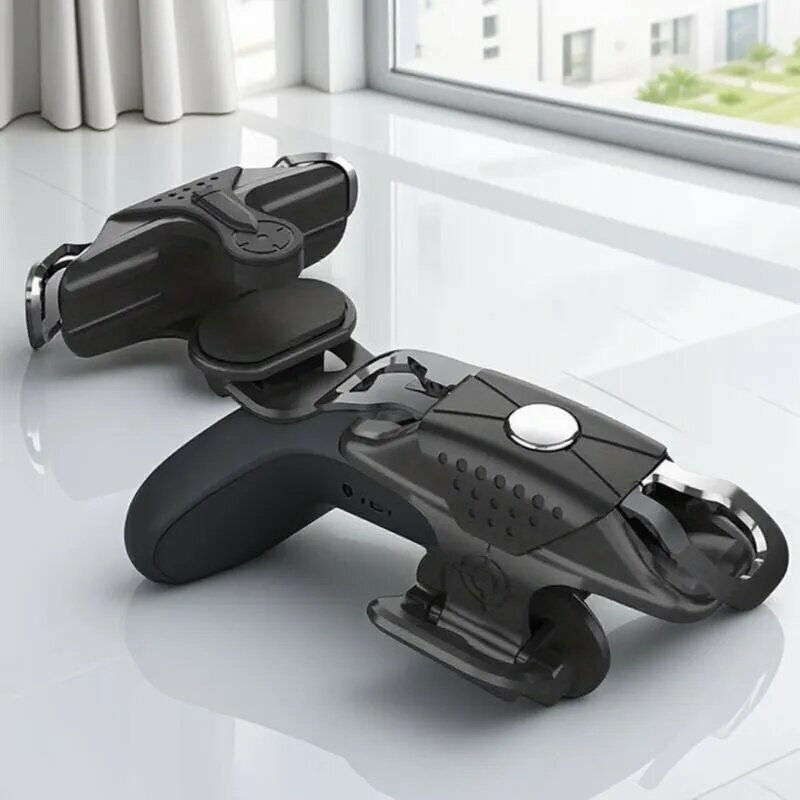 Черный игровой контроллер для мобильных с кнопками триггера L1+R1, совместим с iPhone/Android