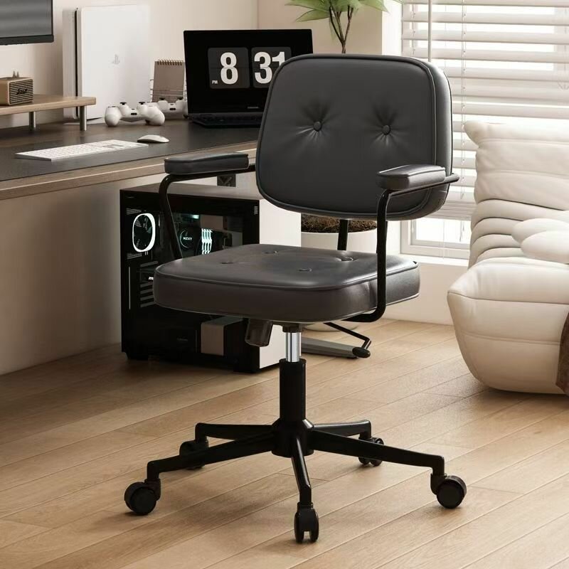 Кресло компьютерное офисное RV Design CHESTER W-221 экокожа, стул крутящийся на колесиках, Тёмно-серая экокожа