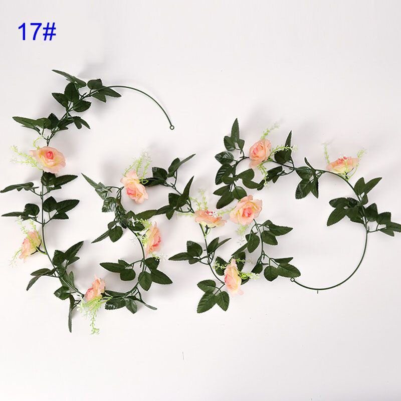 Stunning 2 4m long silk rose flower ivy vine leaf garland for party decor 17# 10 head champagne